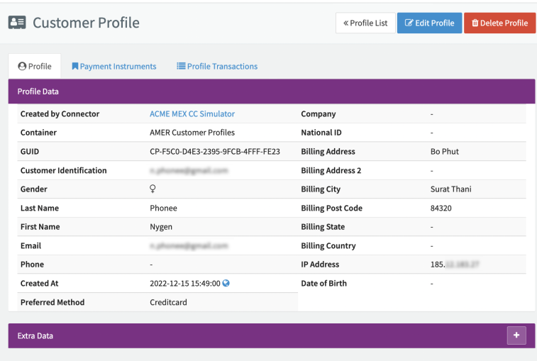 Customer Profiles Ixopay